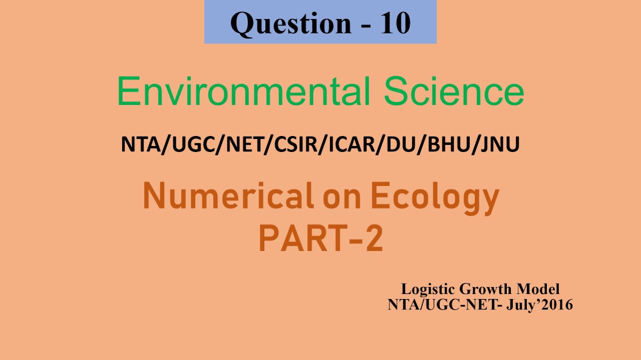 Part 2 Ecology Numerical Environmental Science NTA UGC NET CSIR - YouTube