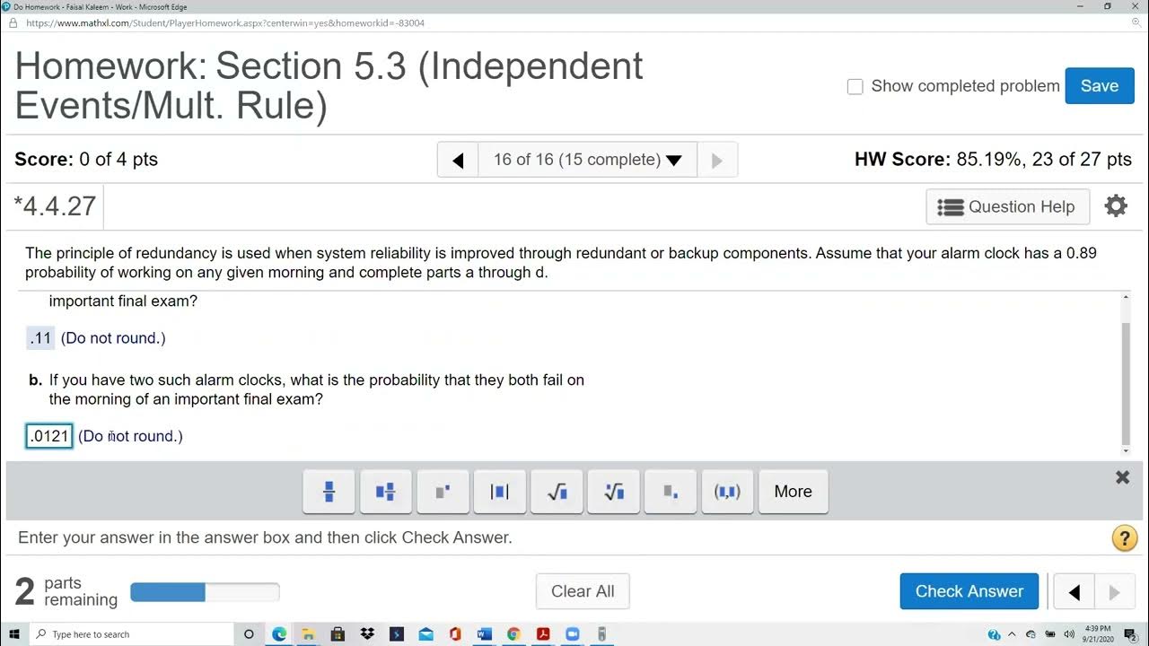 Elementary Stats Lesson 58: Independent Events and Multiplication Rule (Section 5.3 Problems 15 ...