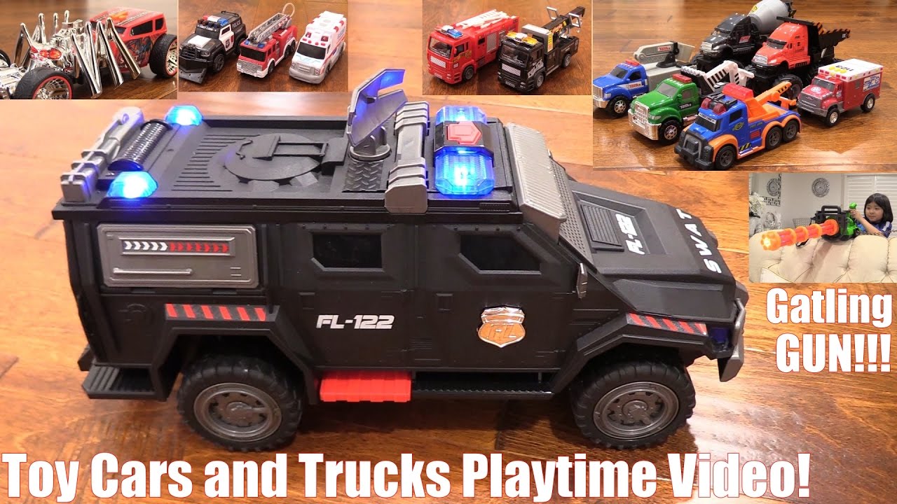 Toy Cars and Trucks Playtime Video! Police Cars, Fire Trucks and more ...