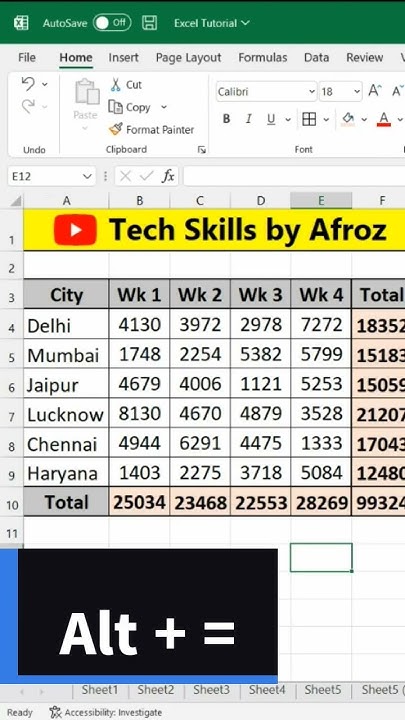 Sum in Excel | Sum Shortcut in Excel | Excel Hacks for Sum #viral # ...