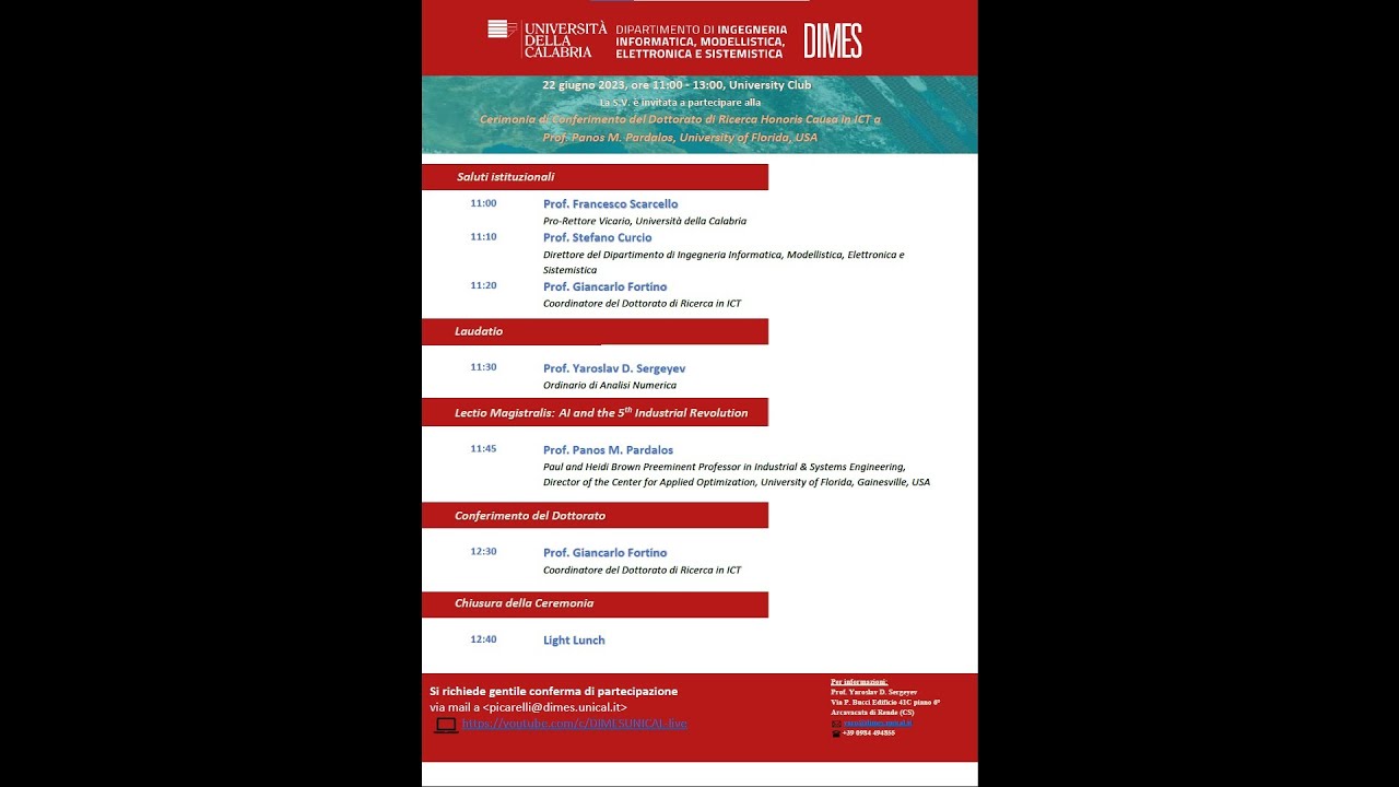 Cerimonia di Conferimento del Dottorato di Ricerca Honoris Causa in ICT ...