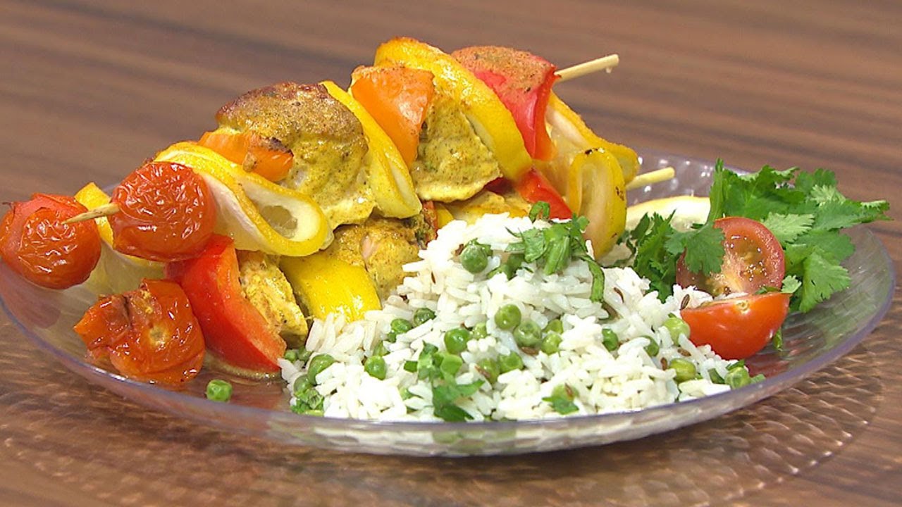 Tikka Salmon Skewers with Raita | Mindi Keane - YouTube
