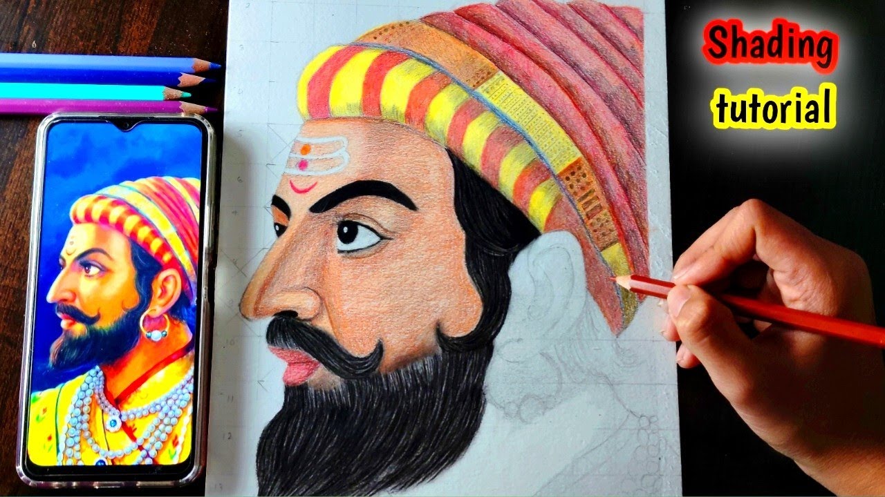 Chhatrapati Shivaji Maharaj Drawing 🚩 , With Colour Pencils - YouTube