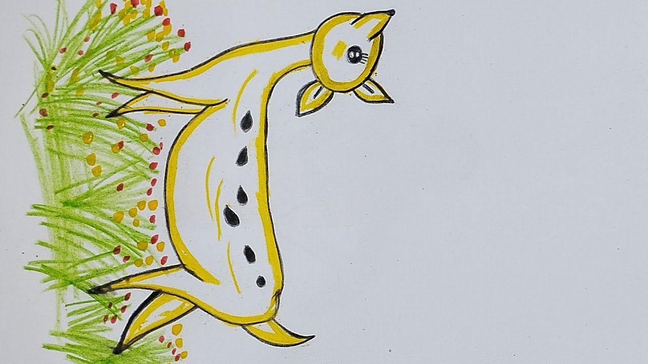 beautiful dear drawing step by step - YouTube