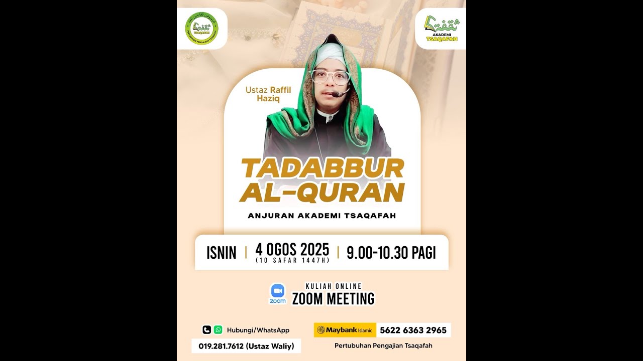 04-08-2025 | Kuliah Tadabbur Al-Quran | Ustaz Raffil Haziq - YouTube