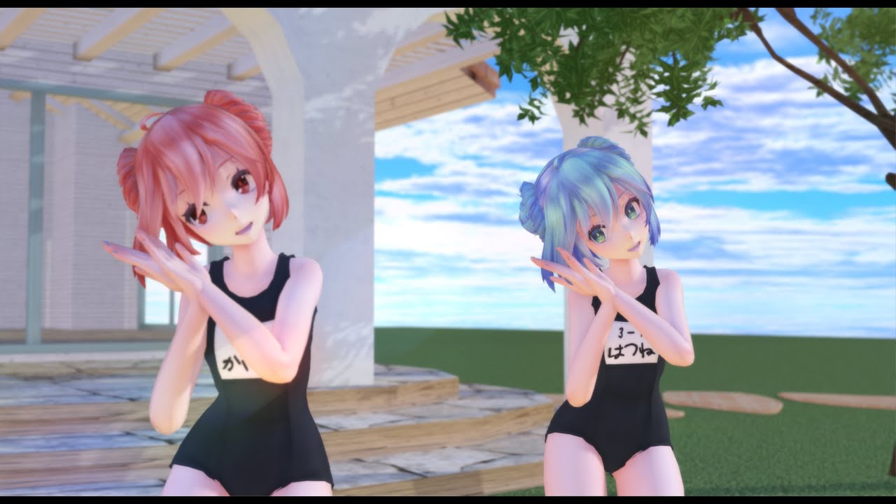 【MMD】O-share is Noko-ism！【Tda swimming suit Miku Teto / Tda式改変 スク水 ミクテト ...