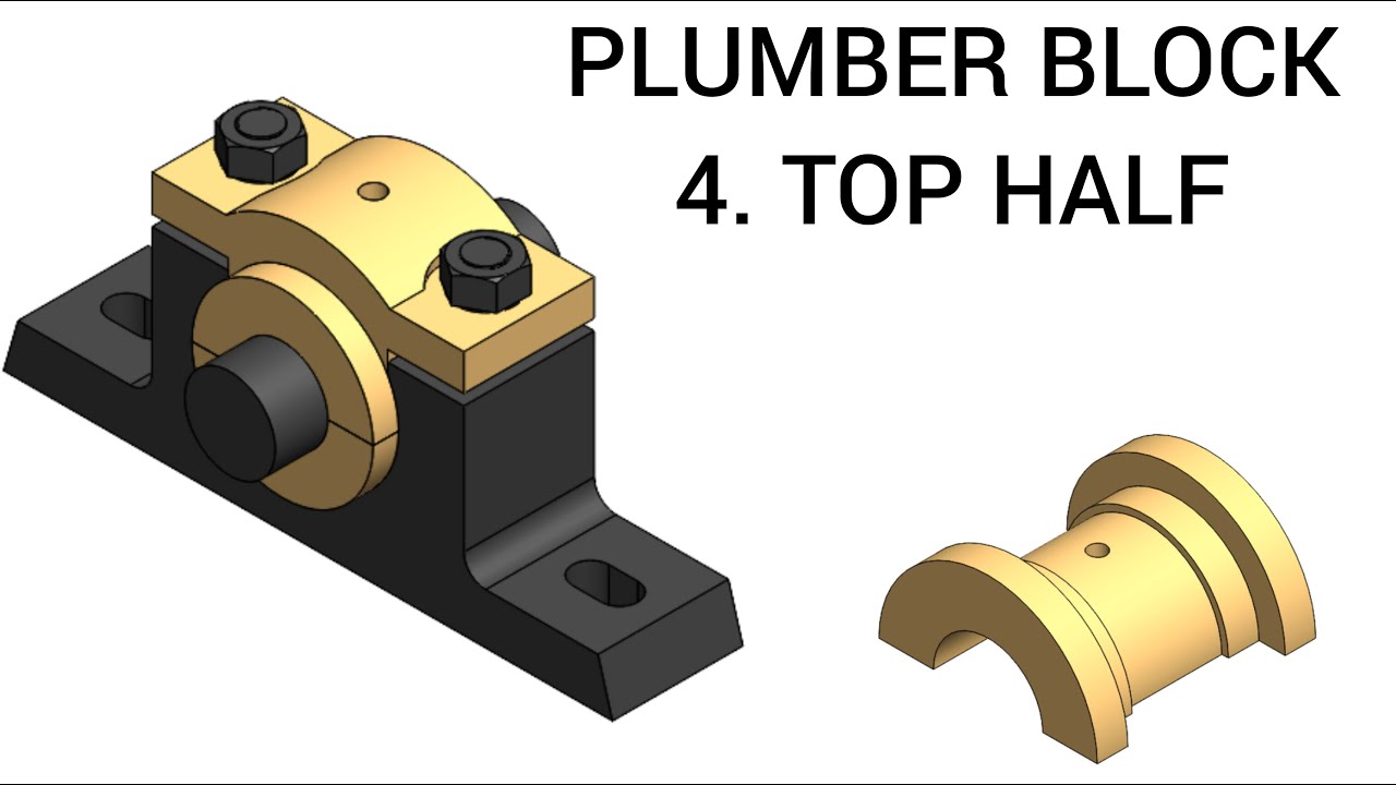 PLUMMER BLOCK - 4 BEARING TOP HALF - SOLIDWORKS - YouTube