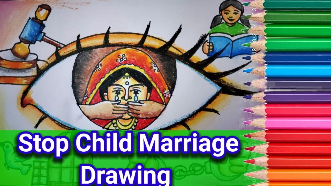 Bal vivah drawing /बाल विवाह पर चित्र / Social Awareness drawing / Stop ...