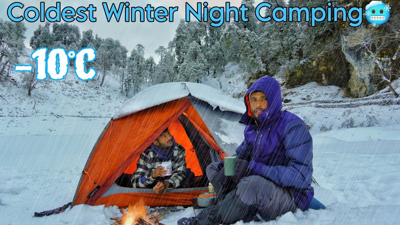 2 Days Forest Camping In Heavy Snowfall | Night Camping In A Snowstorm ...