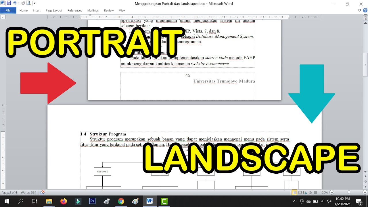 Cara Mengatur Portrait dan Landscape di Word - YouTube
