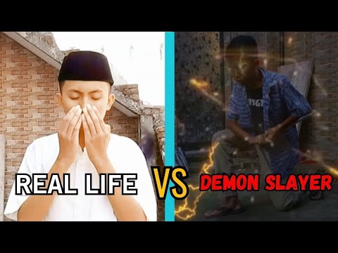 membunuh iblis di real life vs di demon slayer..... #parodi # ...