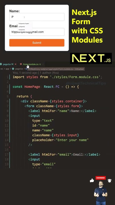 Next.js Form Tutorial: Styling with CSS Modules || #viralvideo #shortvideo #trending #shorts ...