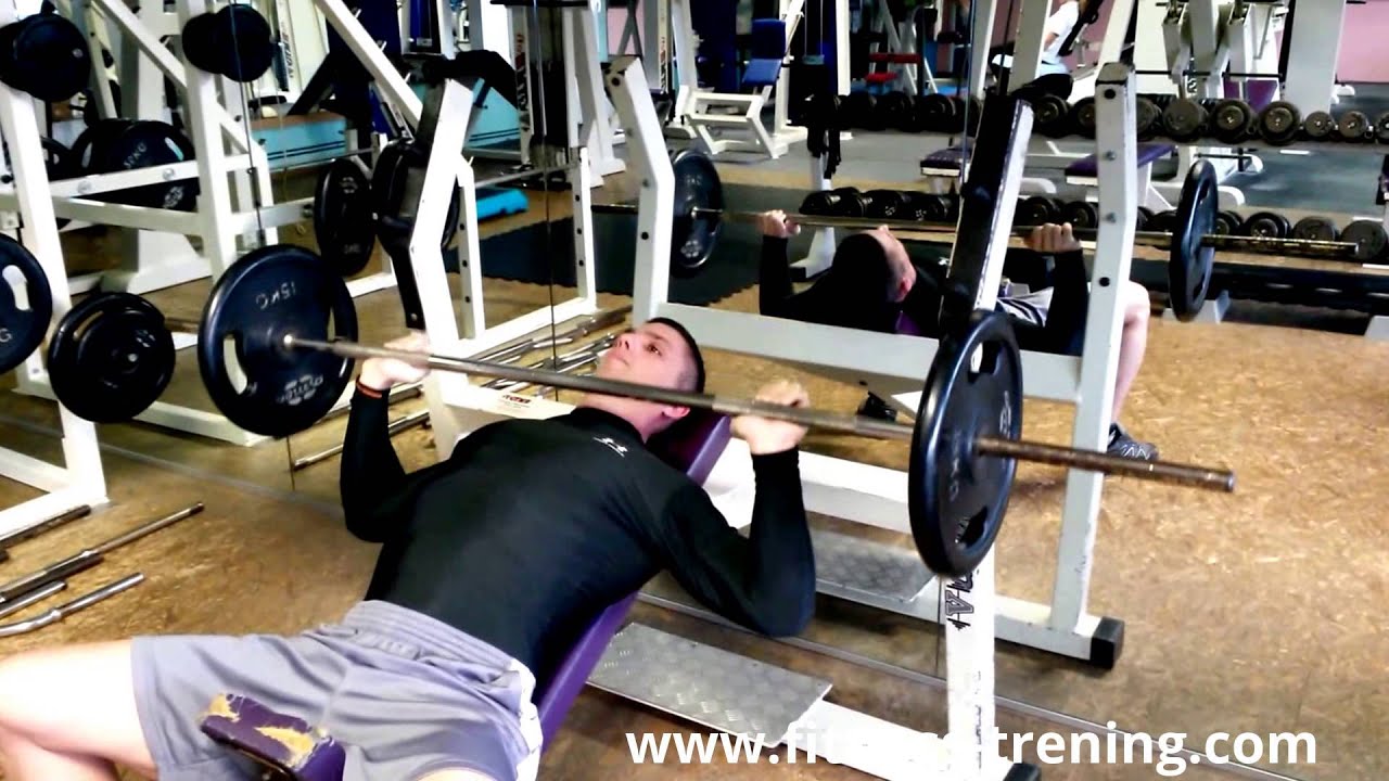 Potisak dvoručnim utegom na kosoj klupi (kosi bench press) - YouTube