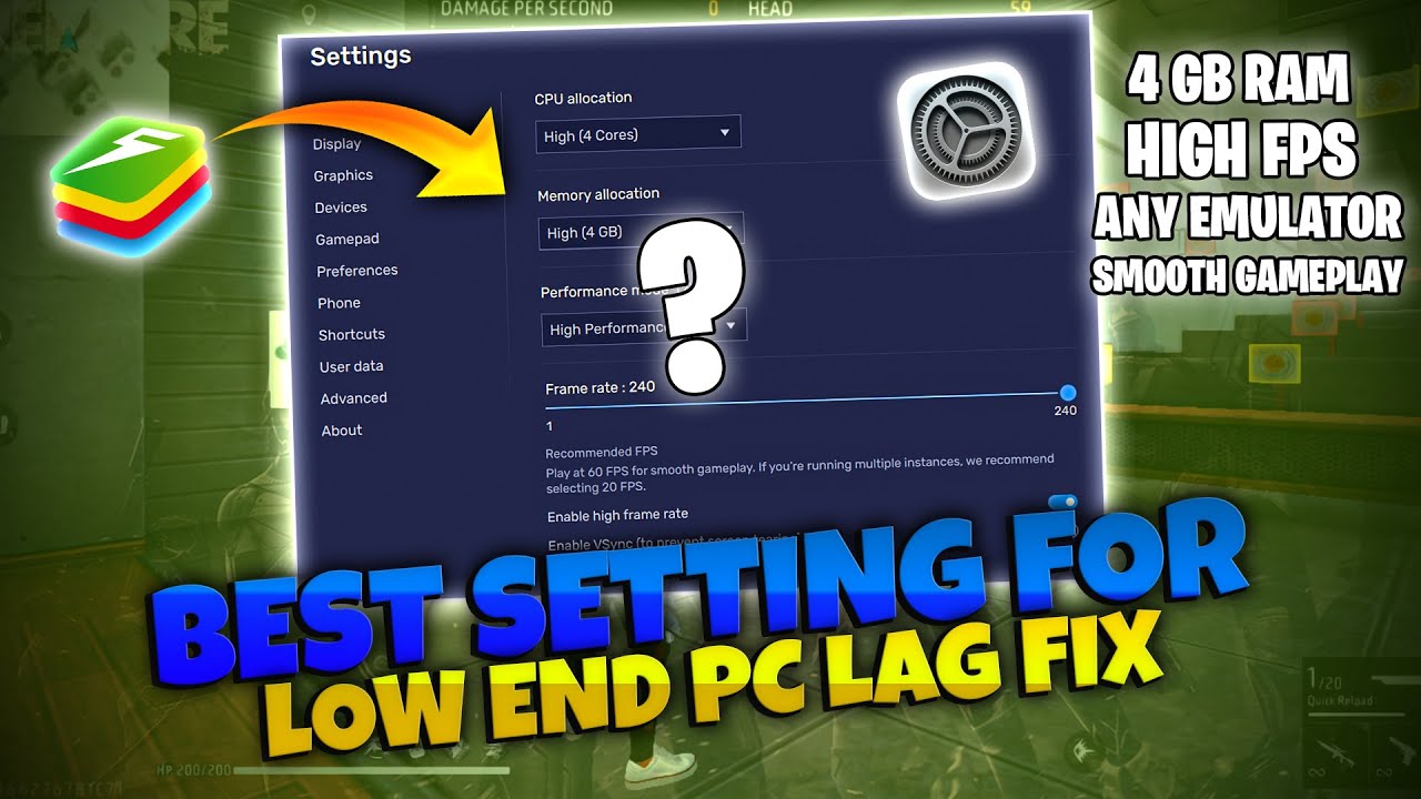 Bluestacks 5 Best Settings for Low End PC | Bluestacks Lag Fix 4GB RAM ...