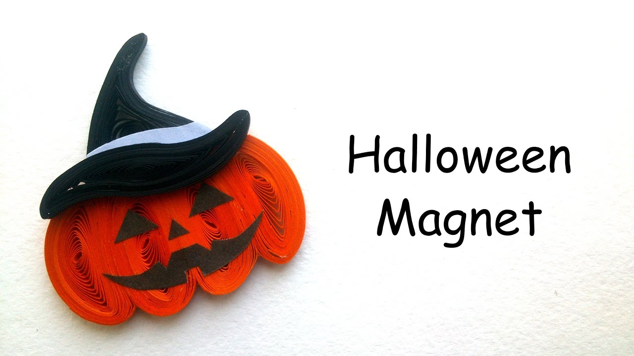 Halloween Gift Ideas - Quilling Halloween Pumpkin Magnet - YouTube