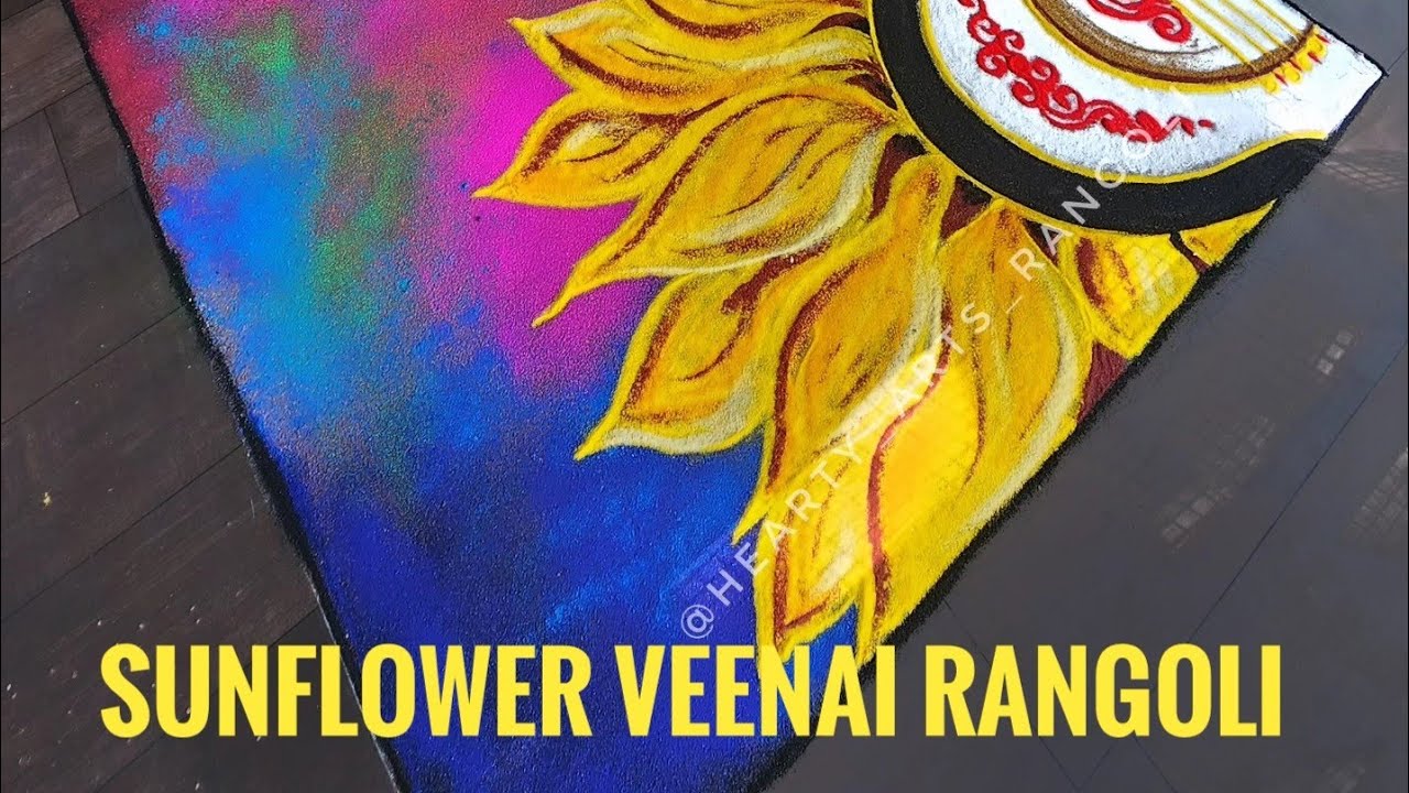 Sunflower Veenai kolam 🌻🌻 Margazhi kolam colorful rangoli - YouTube