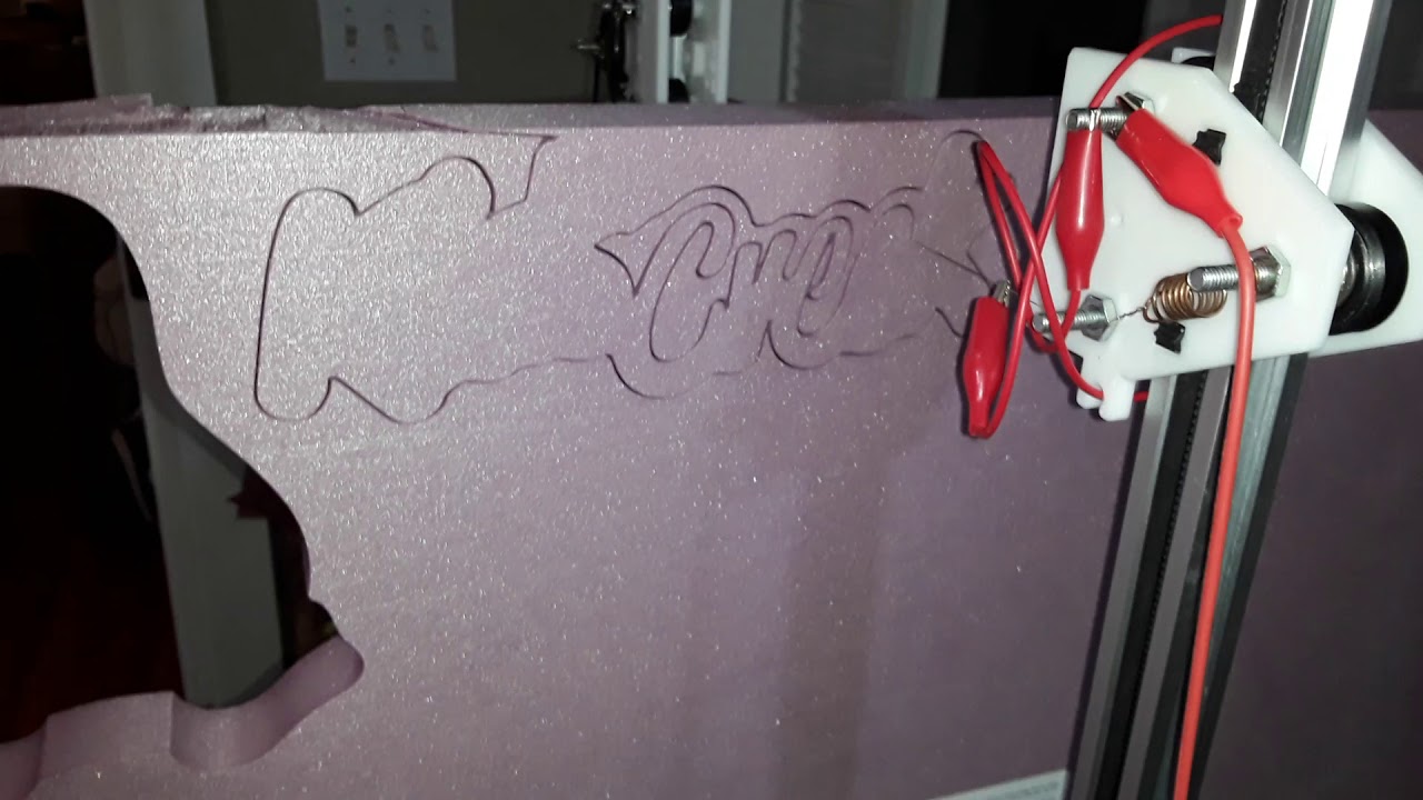 TimSavX2 hot-wire machine cutting rigid XPS insulatioin foam - YouTube