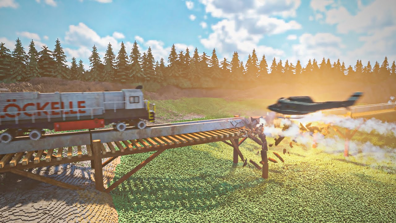 Realistic High Speed Train VS Helicopter | Teardown Mods Gameplay - YouTube