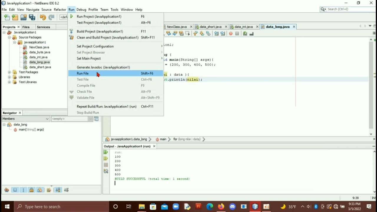 A. Membuat dan menampilkan elemen array menggunakan 8 tipe data primitif di Java - YouTube