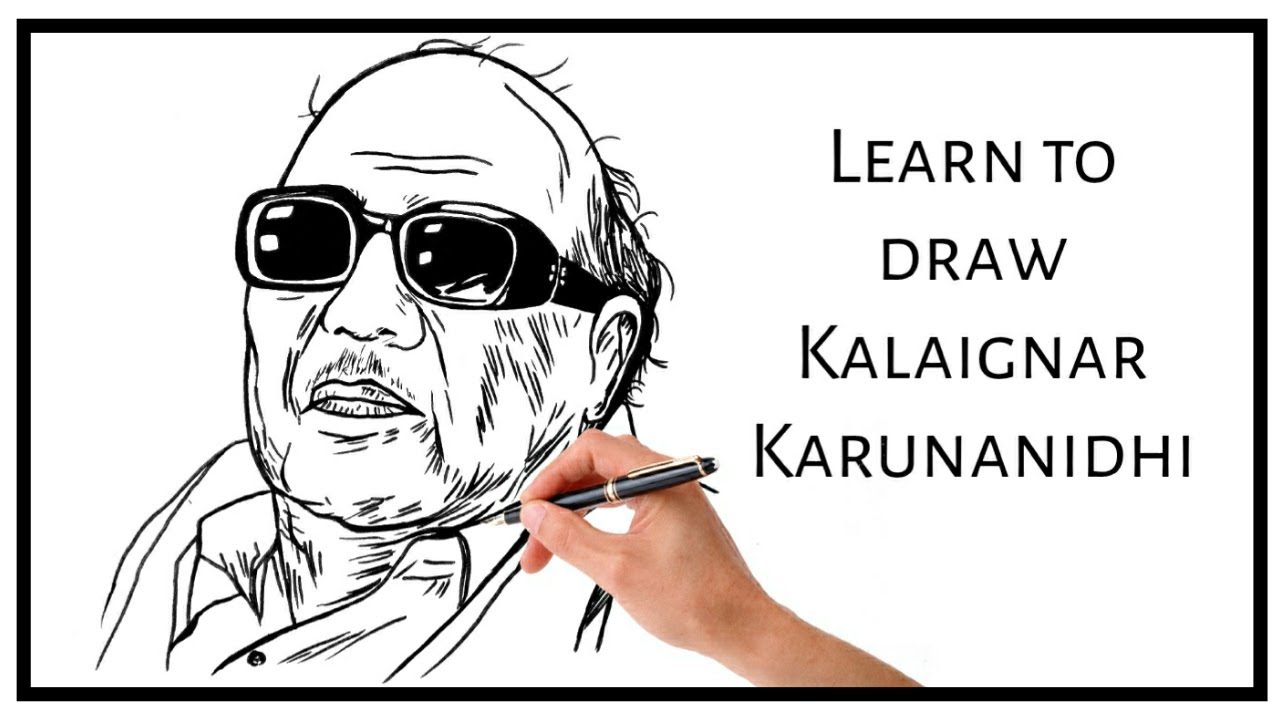 How to draw Kalaignar Karunanidhi | Former Chief Minister | Tamilnadu ...