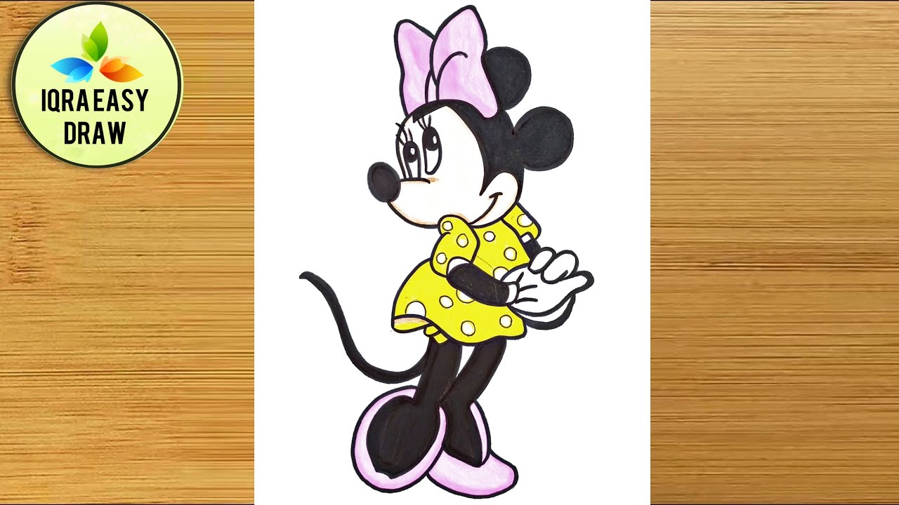 How to draw A Minnie Mouse Step By Step || Minnie Mouse Drawing || Iqra ...