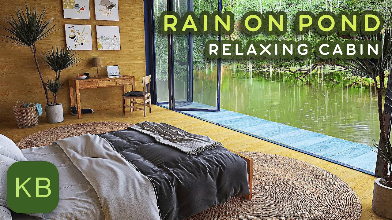 Gentle Ambient Rain Sounds on Pond. Rainy Forest Bedroom View - 10 ...
