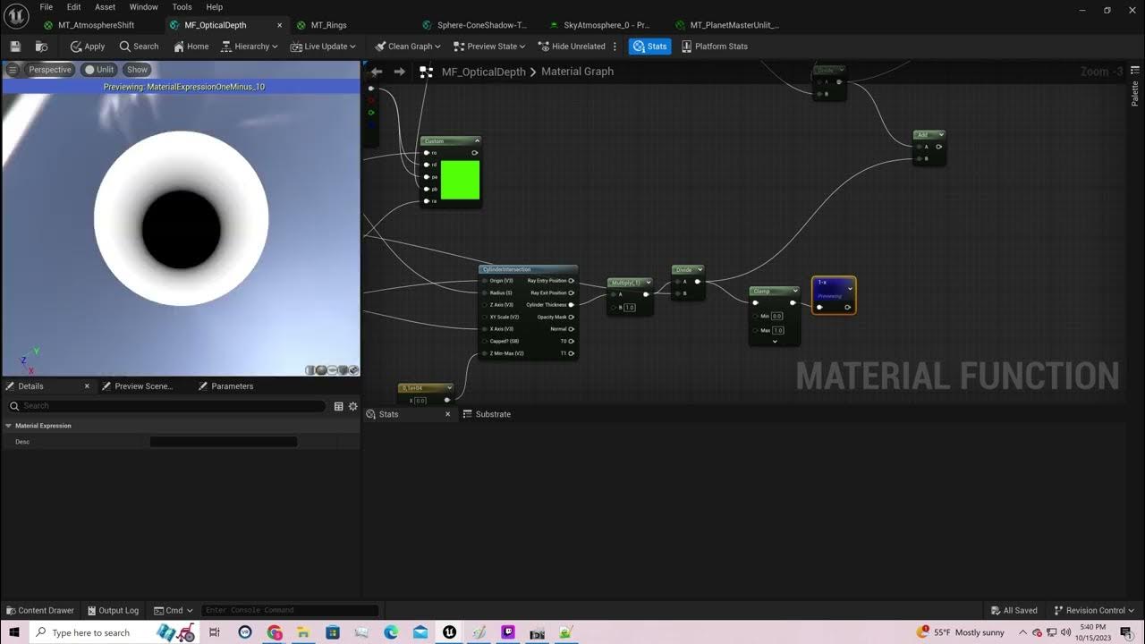 UE5 - Procedural Atmosphere Shader, working on shadowing/scattering amounts, part 2 - YouTube