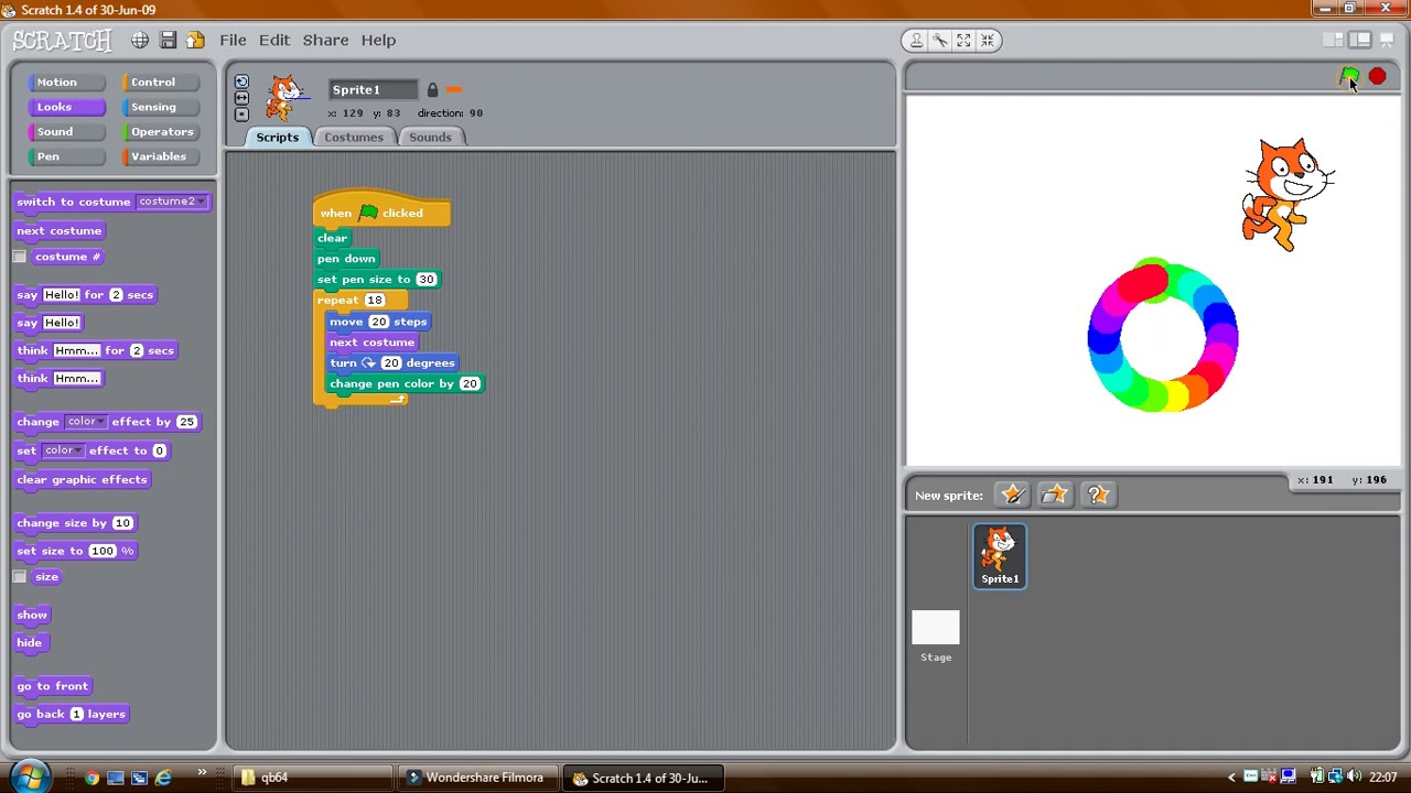 How to make a Colour Wheel in SCRATCH 1.4 - YouTube
