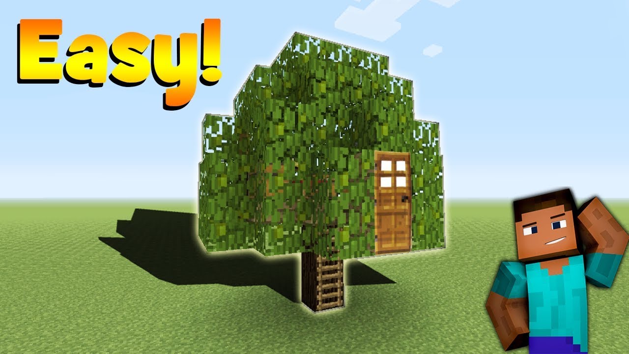 Minecraft Tutorial: How To Make A Hidden Trampoline Tree Base (Secret ...