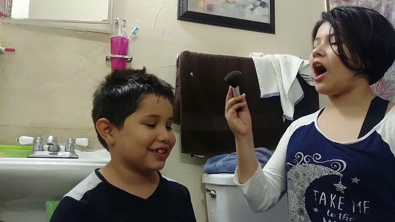 Sister does little little brothers makeup challenge - YouTube