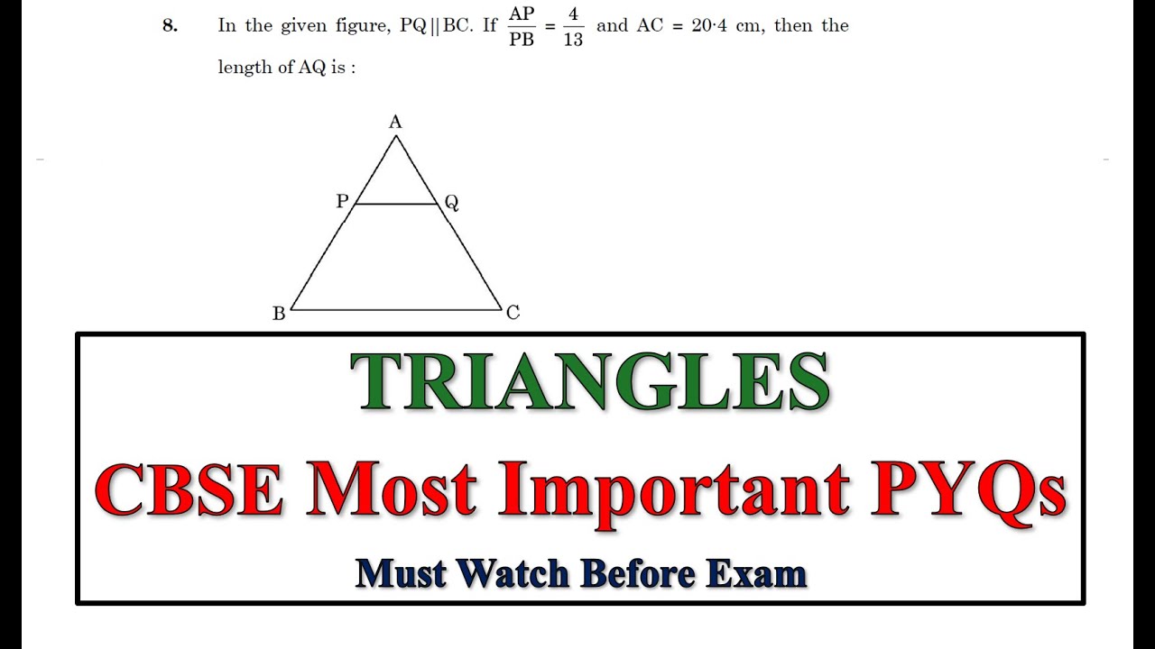 Class 10th Triangles (त्रिभुज) 🔥 Most Important PYQs | Class 10 Maths ...