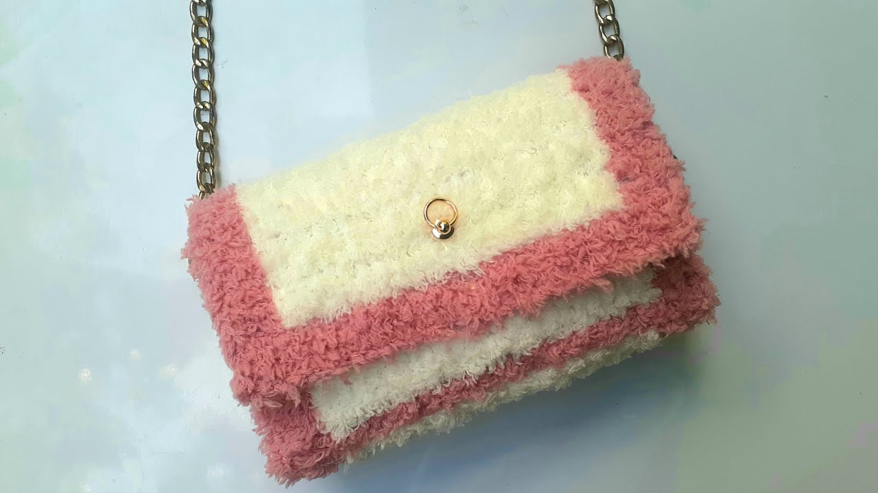 tas rajut plastik canvas - YouTube