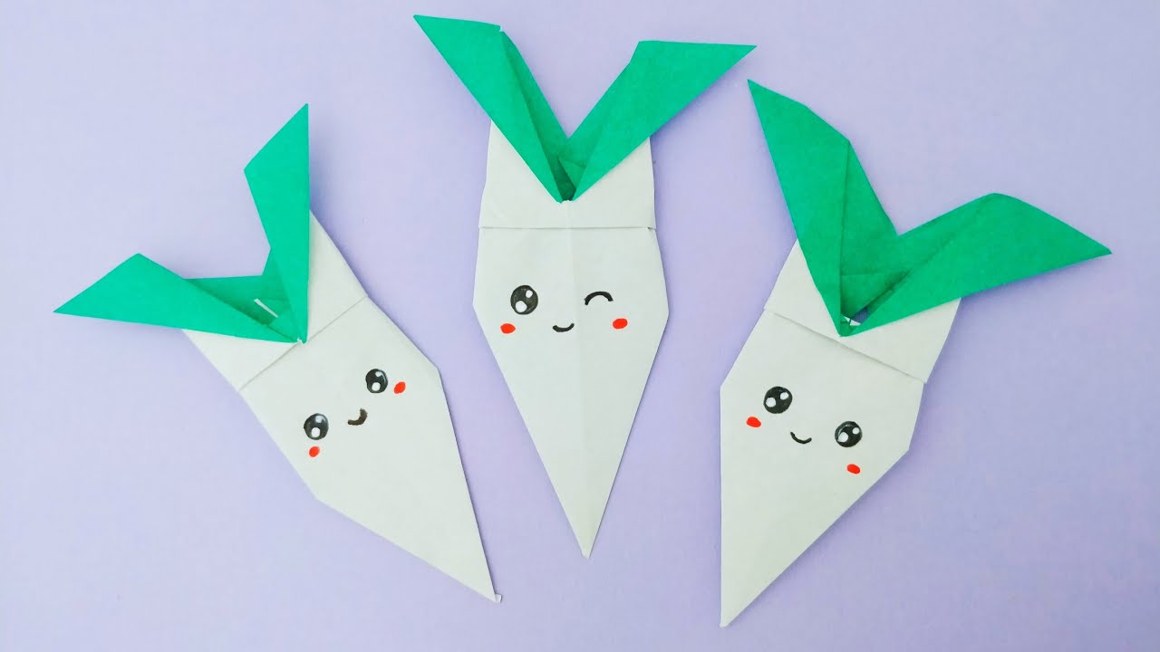 how to make origami radish| easy origami vegetables - YouTube