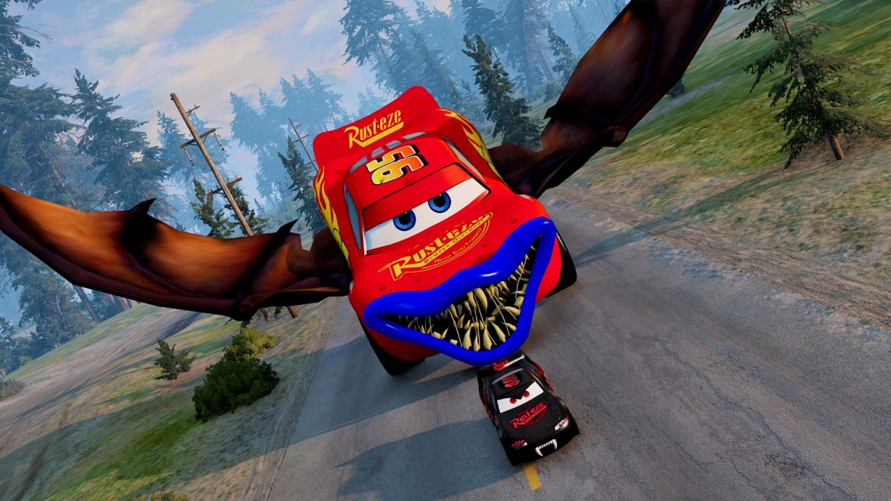 Epic Escape From The Lightning McQueen Bat Eater, Megahorn, Car Eater ...