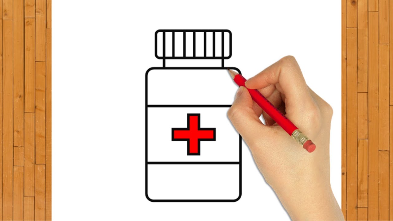 كيفية رسم زجاجة الدواء خطوة بخطوة How To Draw A Medicine Bottle Youtube