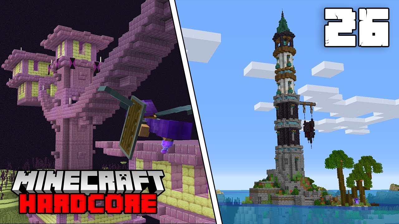 Minecraft Hardcore Let's Play - END RAIDING & DRAGON EGG LIGHTHOUSE ...