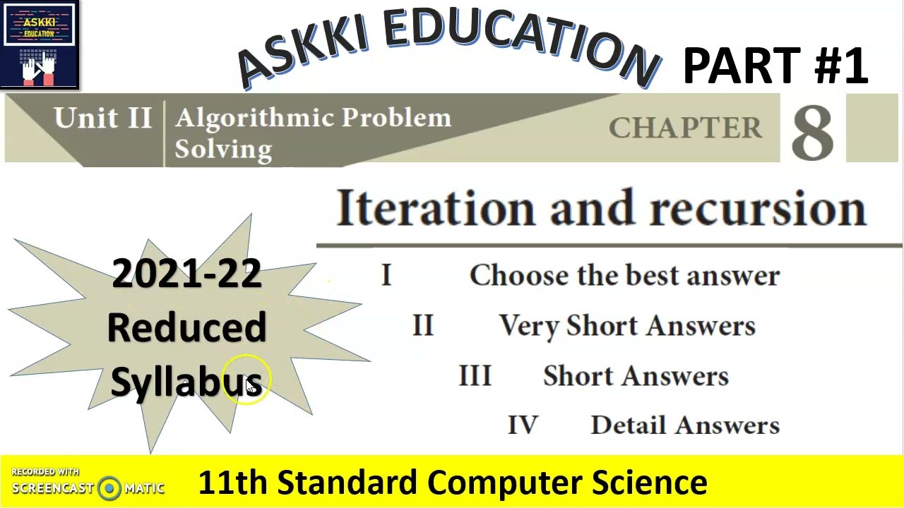 11th Computer Science Chapter 8 Iteration Recursion Book Back 11th Computer Science Chapter 8 Iteration Recursion Book Back