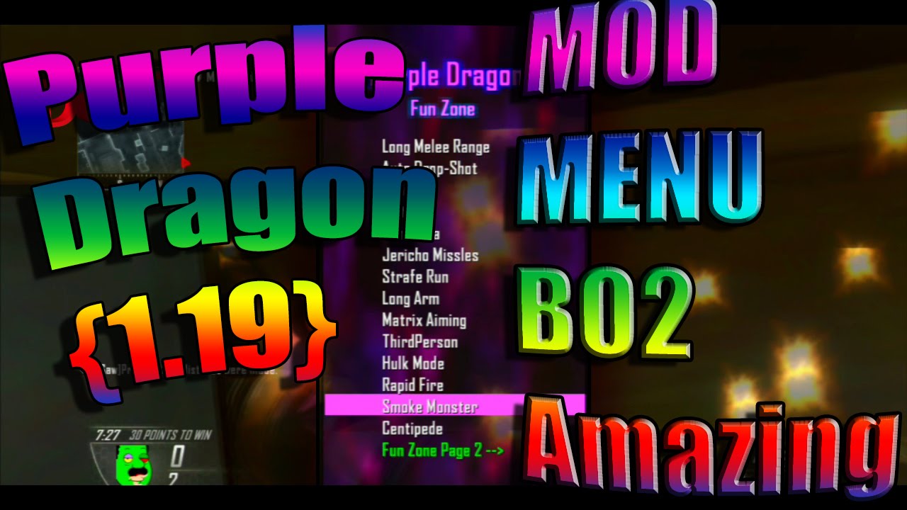 Black Ops 2 PS3/XBOX/PC [1.19] GSC Mod Menu "Purple Dragon v1!" No ...