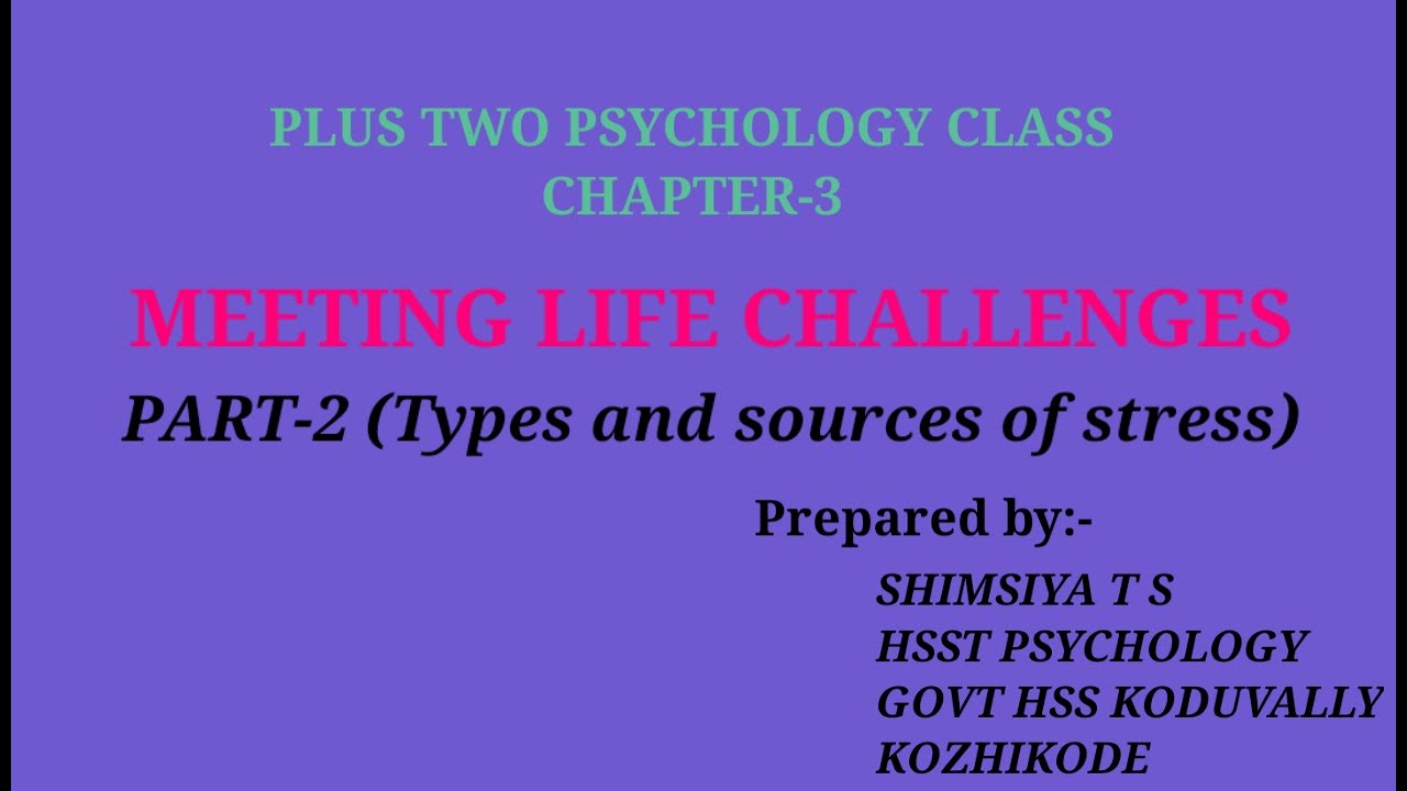 Class XII, Psychology, Chapter 3, MEETING LIFE CHALLENGES, Part II ...