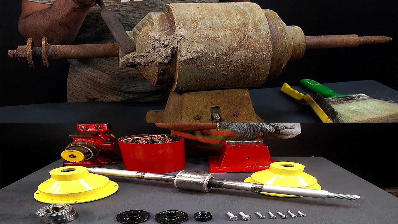 Rusty and Broken Bench Grinder Awesome Restoration - YouTube