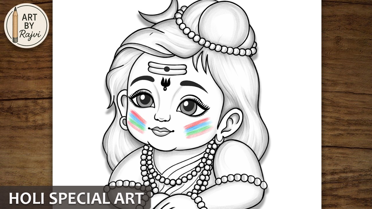Cute Baby Shiva Drawing for Holi | Happy Holi Drawing Easy for ...