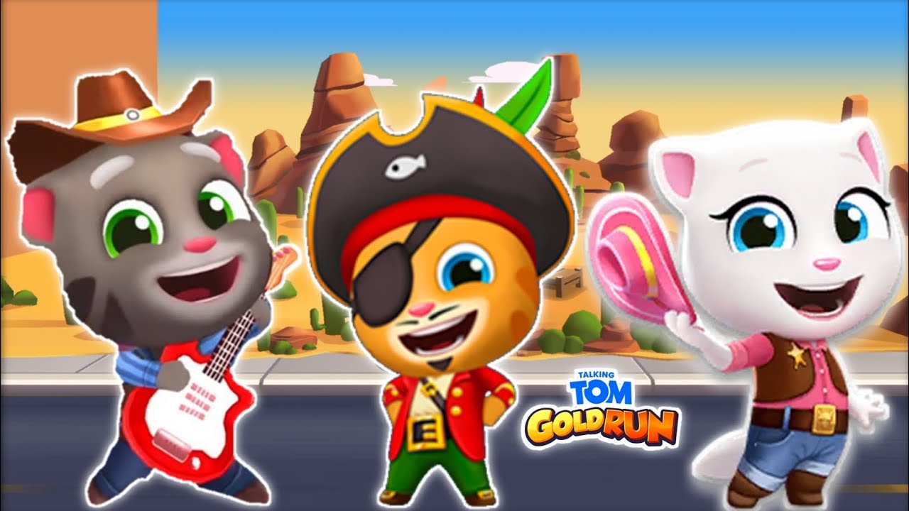 Talking Tom Gold Run - Cowboy Tom & Cowboy Angela & Pirate Ginger ...