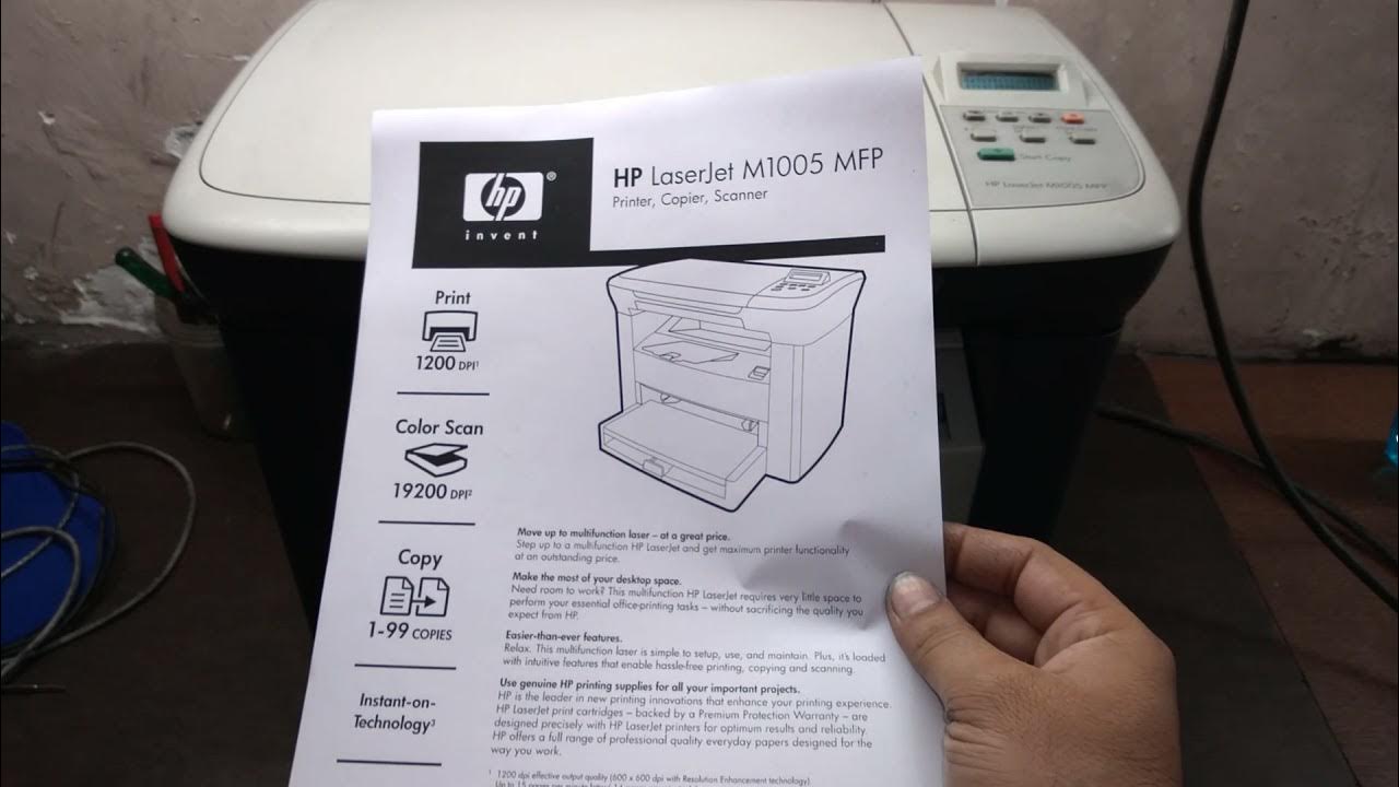 hp laserjet m 1005 mfp how to self test with simple keys - YouTube