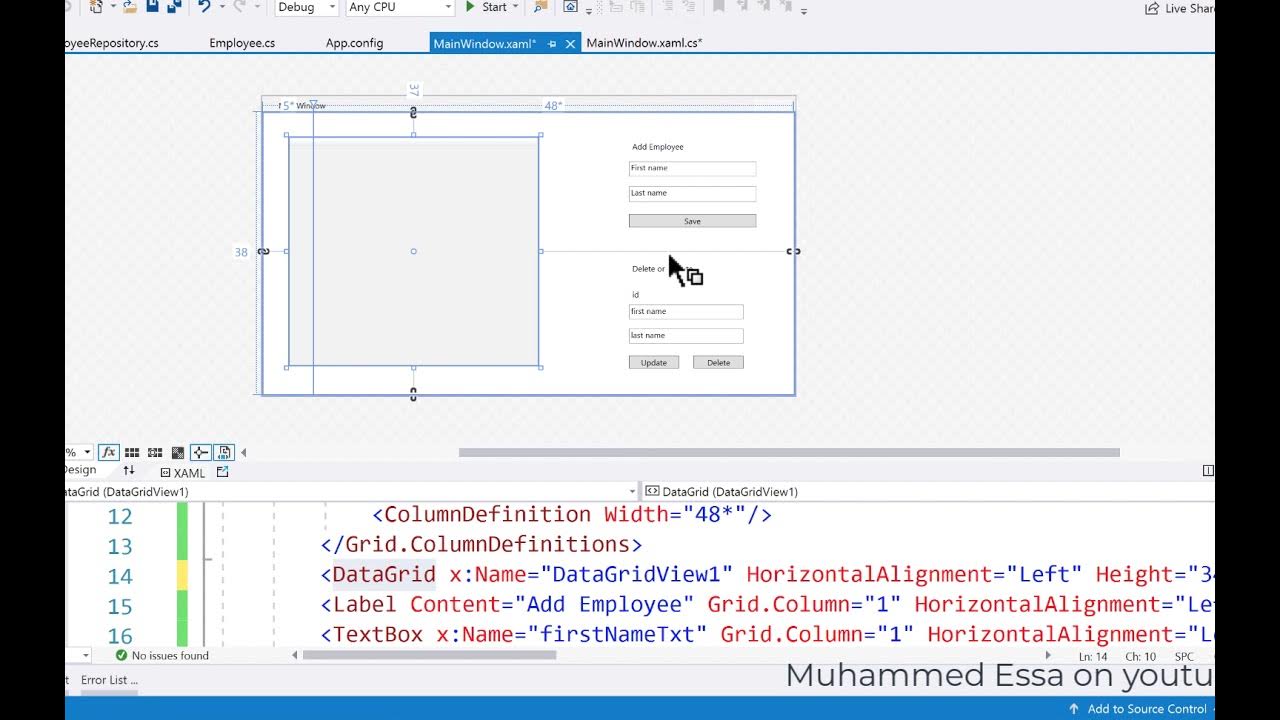 117 C# C Sharp Database SQL SERVER & DataGrid - YouTube