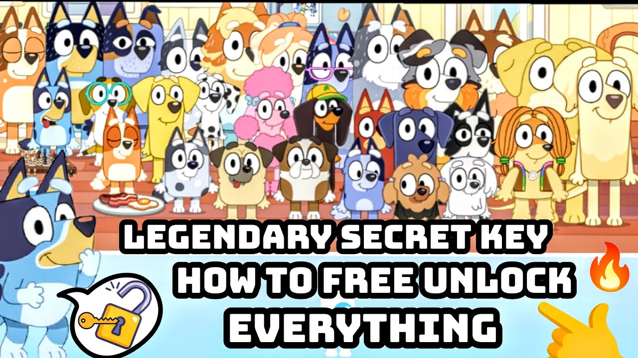 Bluey Let's Play Legendary Secret Key How To Free Unlock Everything In ...