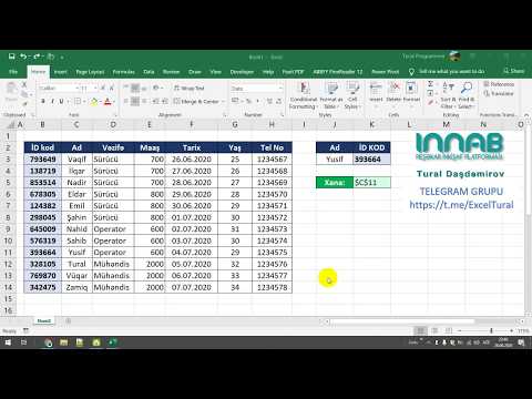 SUAL? Excel-də bir formula ilə çox sayda sütun içərisindən axtarış