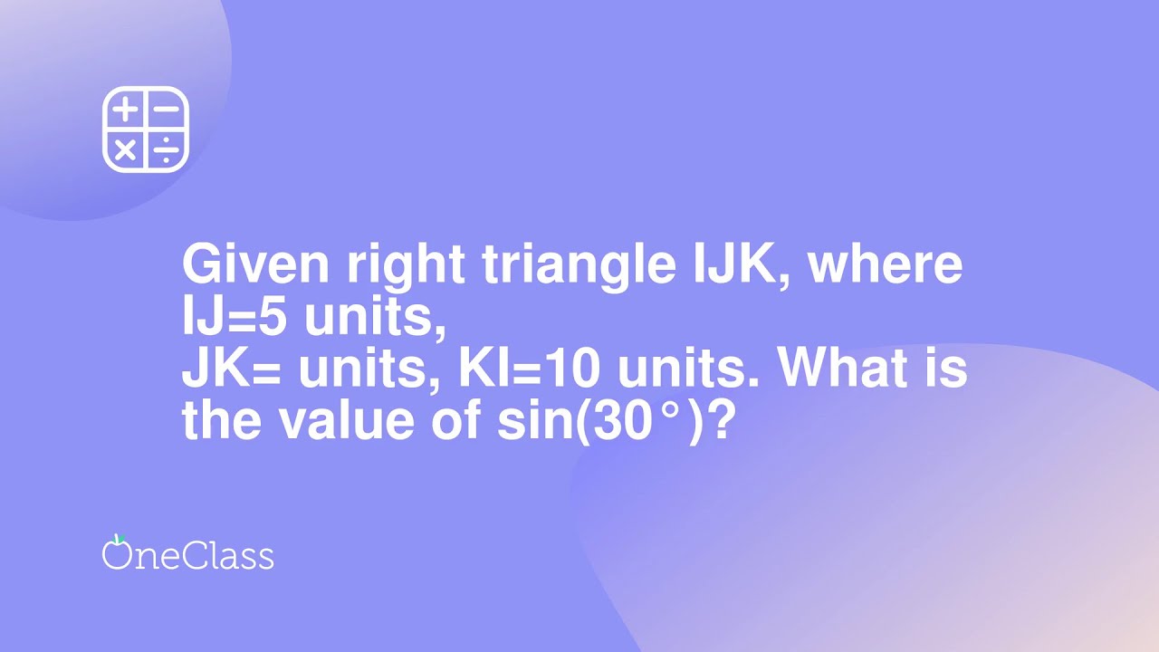 Given right triangle IJK, where IJ=5 units,\nJK= units, KI=10 units ...
