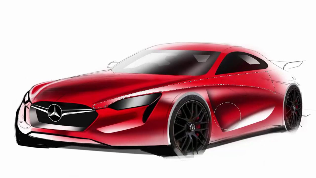 Car design sketch Mercedes in Photoshop - YouTube