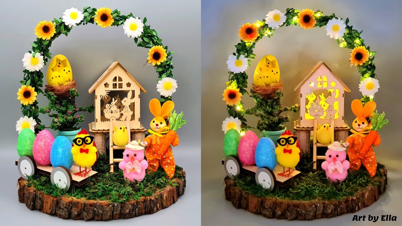 Idei creative pentru Paste! Aranjament de Paste cu iepurasi si oua ...