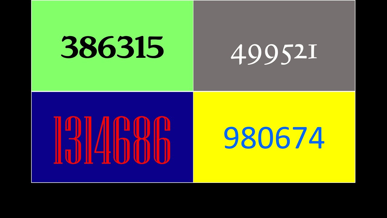 Colorful Numbers 0 to 100000 Up to 1000000 HD Fonts - YouTube